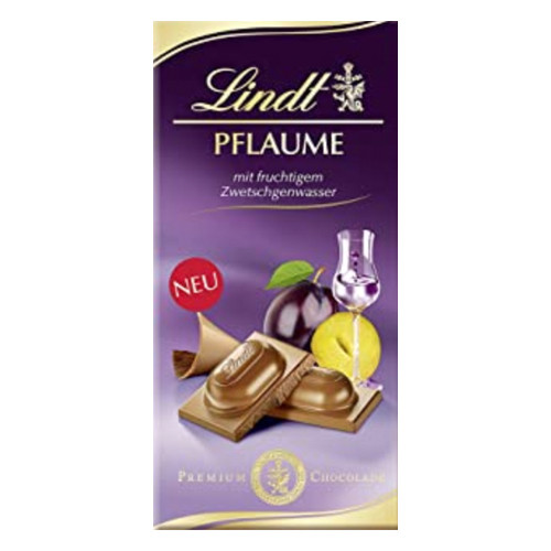 Lindt "Plum Brandy" Liquor-Filled Chocolate Bar, 3.5 oz - Germanfoods.org
